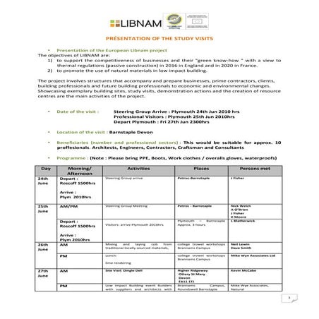 Study visit program june 2014 earth and lime - devon | PDF