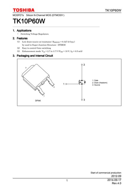 Original MOSFET N-CHANNEL K16A60W 16A60 K16A60 16A 600V New Toshiba | PDF