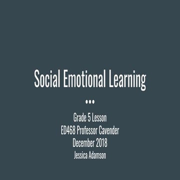 Social Emotional Learning in the Classroom | PPTX