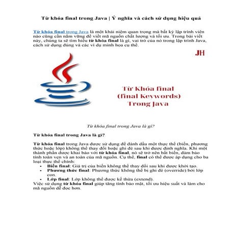 Từ khóa final trong Java | Ý nghĩa và cách sử dụng hiệu quả | DOCX
