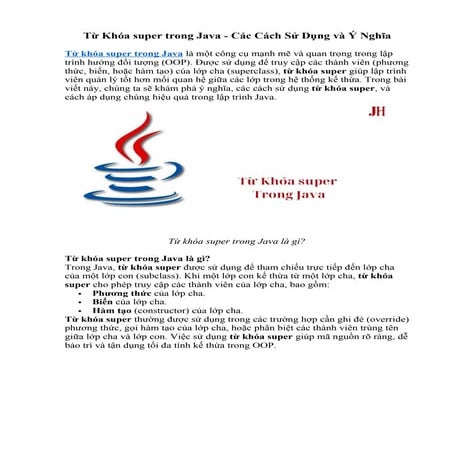Từ Khóa super trong Java - Các Cách Sử Dụng và Ý Nghĩa | DOCX