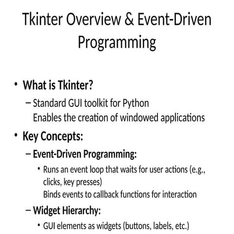 Tkinter Algorithm Presentation Even Trigger Pptx