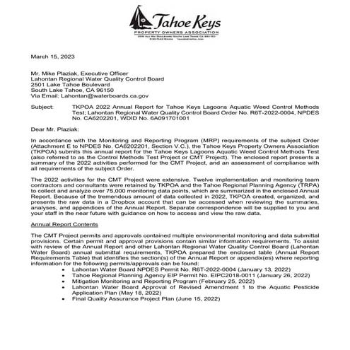 TKPOA 2022 Annual Report for CMT (Order No. R6T-2022-0004)_Complete ...