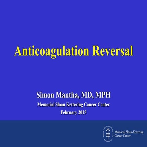 Anticoagulant Reversal | PDF