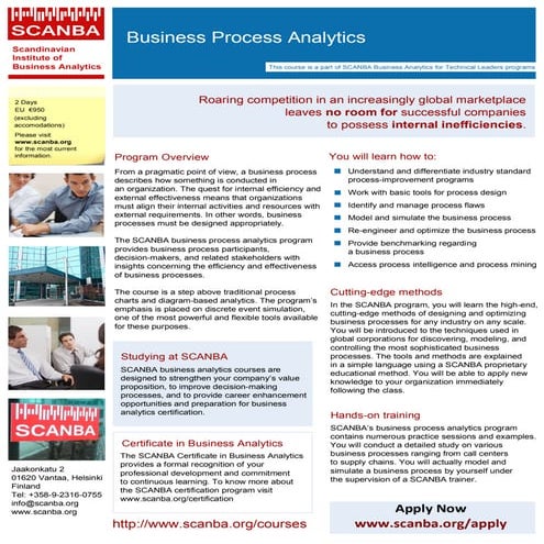 Tl EN-002 Business Process Analytics - SCANBA Course | PDF