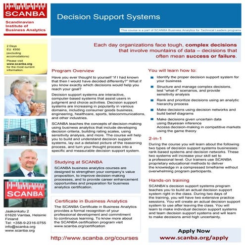 Tl EN-003 Decision-Support Systems - SCANBA Course | PDF