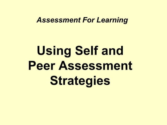 self and peer. evaluation | PPT