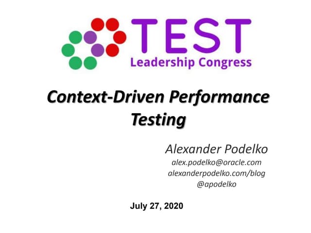 Context-Driven Performance Testing | PPT Context-Driven Performance Testing | PPT