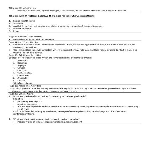 TLE quarter 1 - module 2, week 2 - some answers | DOCX | Agriculture ...