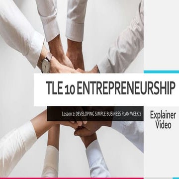 Tle 10 entrepreneurship lesson 2 | PPTX