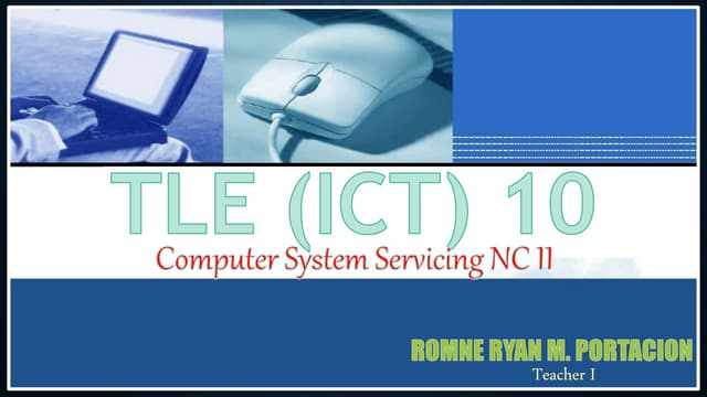 Tle 10 Ict Basic Concepts On Computer Networks Pptx Computer Networking Computing