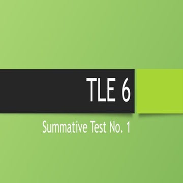 SUMMATIVE TEST IN TECHNOLOGY AND LIVELIHOOD EDUCATION | PPTX