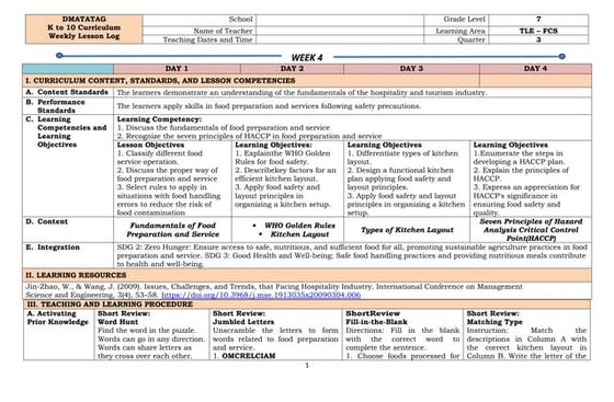 CURRICULUM MAP GRADE 9 TLE (1ST QUARTER).docx | Education