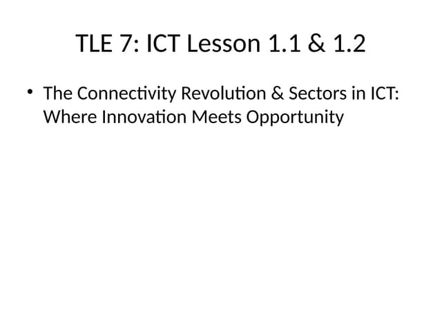 PowerPoint Presentation TLE- ICT Grade 7 | PPTX