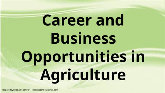 1.pptx Career Opportunities in Agriculture | PPTX