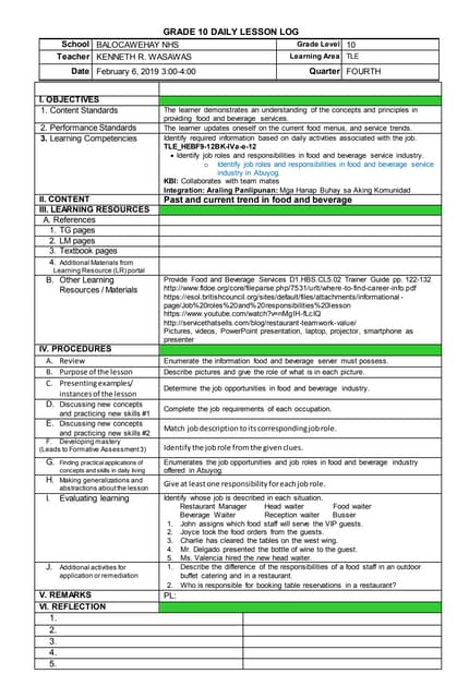Semi Detailed Lesson Plan in T.L.E, Cookery | DOCX | Desserts and ...