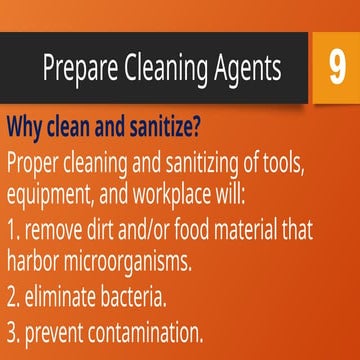 Tle 9 Prepare Cleaning agents, Tle 9 Prepare Cleaning agents | PPTX