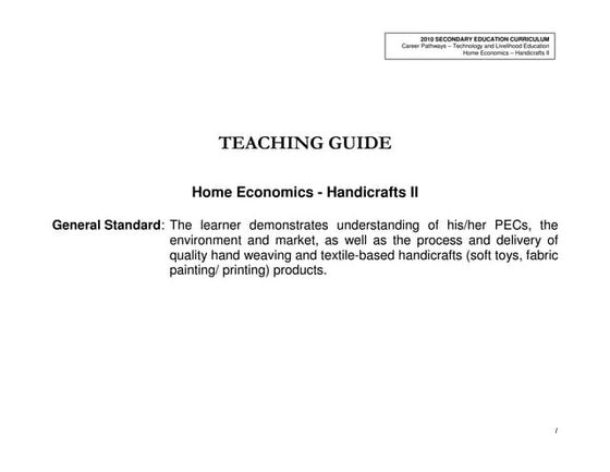 TLE/ HE Dressmaking Curriculum Guide | PDF