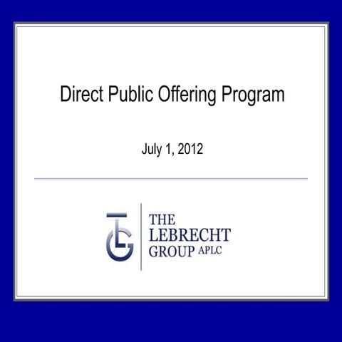 Lebrecht Group Direct Public Offering | PPT