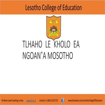 Tlhao le kholo ea ngoana mosotho | PPTX