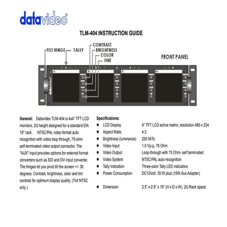 Datavideo TLM-404 | PDF