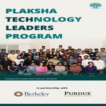 Plaksha University | Post Graduate Program - Technology Leaders Program ...