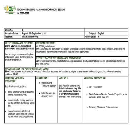 Tlp week 3 english 4 | PPT