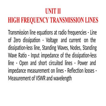 TRansmission Lines and Radio Frequency Systems | PPT