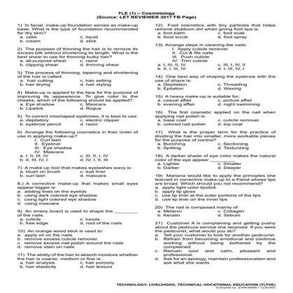 TLTVEd REVIEWER Compiled by JOHN MARK I. CUEVAS.pdf | Nail Care | Beauty