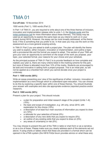 TMA 01 notes | DOCX