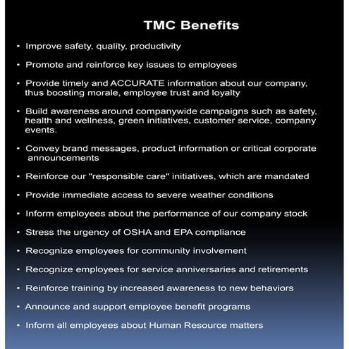 Tmc Benefits | PDF
