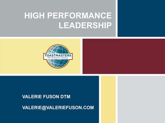 Toastmasters International High Performance Leadership Overview | PPT
