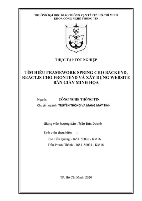 Tìm Hiểu Framework Spring Cho Backend Reactjs Cho Frontend Và Xây Dựng