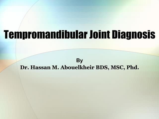Tmj Diagnosis Ppt