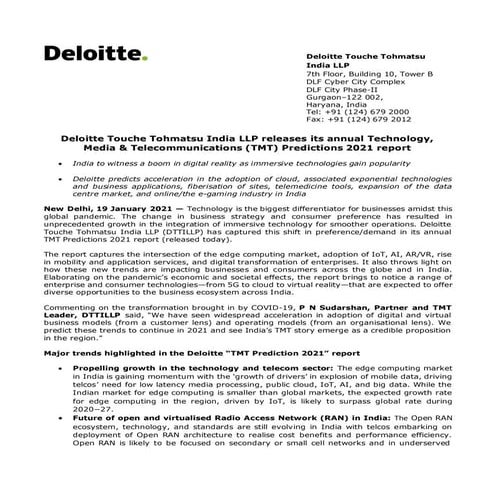 TMT Predictions 2021 Report By Deloitte | PDF
