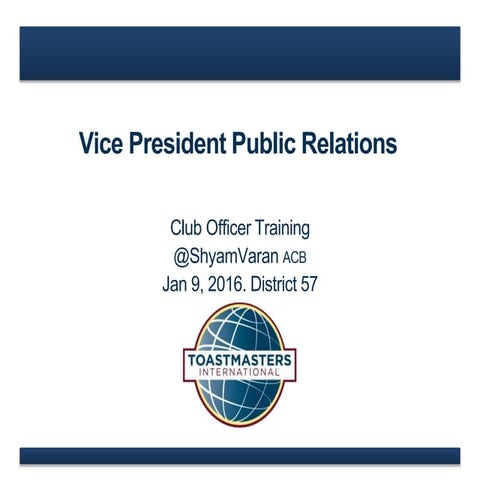 Toastmasters VP Public Relation Training | PPTX