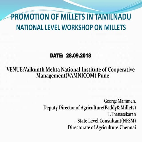 promotion of millets in india for 2024 by | PPTX