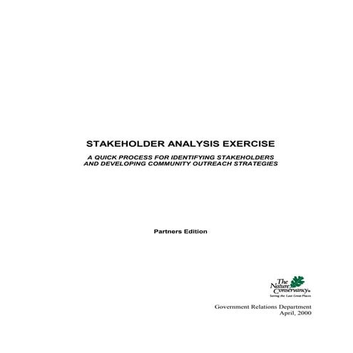 Tnc stakeholder anaylsis exercise | PDF