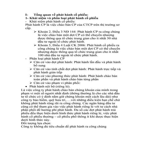 Tổng quan về phát hành cổ phiếu | DOC