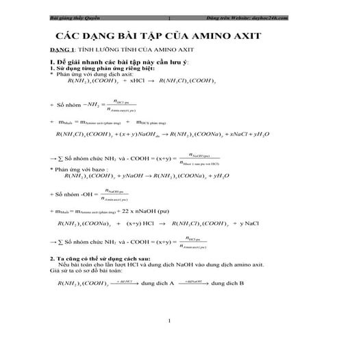 Tính lưỡng tính của amino axit | PDF