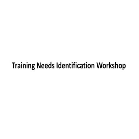 Training Needs Identification Workshop | PDF