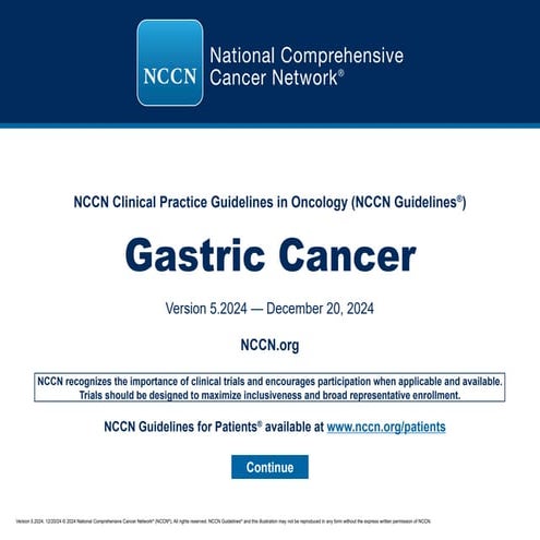 TNM GASTRICO 1NCCN Clinical Practice Guidelines in Oncology (NCCN Guidelines®) pdf | PDF
