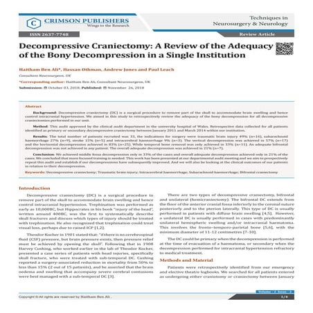 Decompressive craniectomy in Traumatic Brain Injury | PPSX