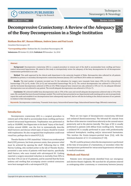 Decompressive Craniectomy in Traumatic Brain Injury A Review Article.pptx