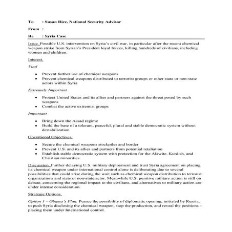 Strategic Memo in Syria Case - National Security Affairs Class ...