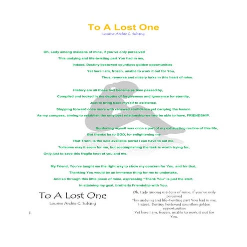 To my lost one | PDF