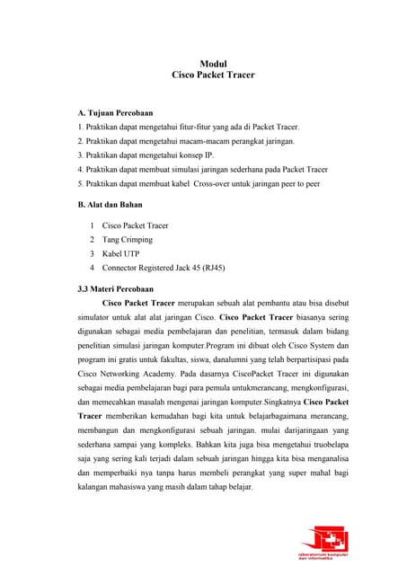 praktikum Cisco Packet Tracer 5.3. | DOCX