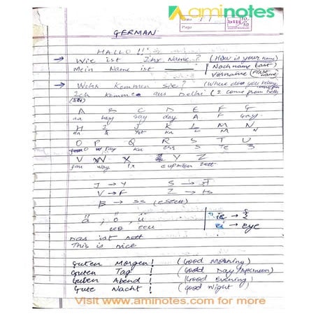 german hand written notes for B1 level exam | PDF