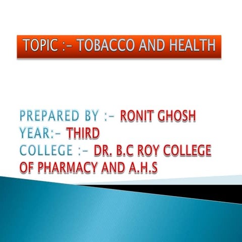 TOBACCO AND HEALTH / SMOKING - RONIT GHOSH | PPT