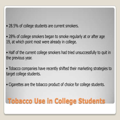 Tobacco Use In College Students | PPTX
